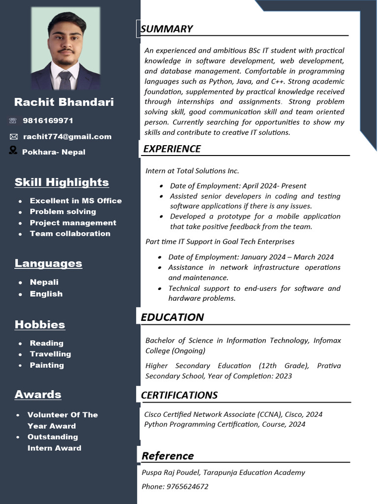 CV Assignment | PDF | Cisco Certifications | Internship