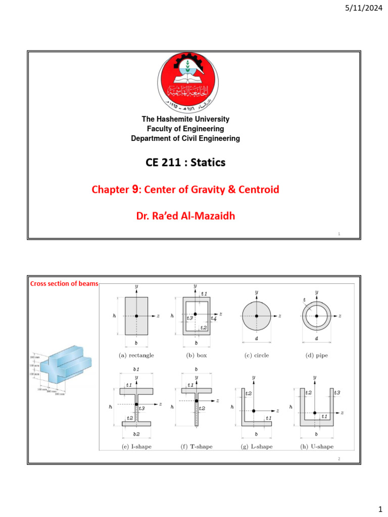 Chapter 9-Center of Gravity & Centroid | PDF | Center Of Mass | Mechanics