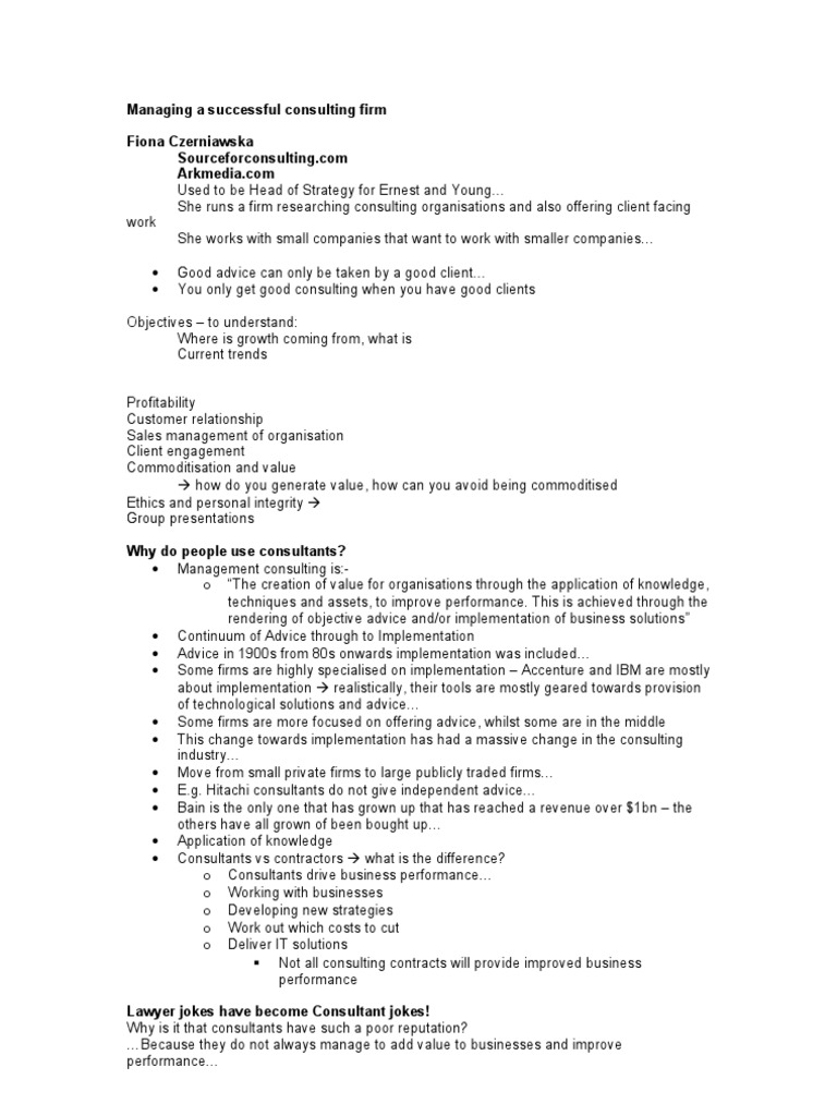 Managing A Successful Consulting Firm | PDF | Outsourcing | Consultant