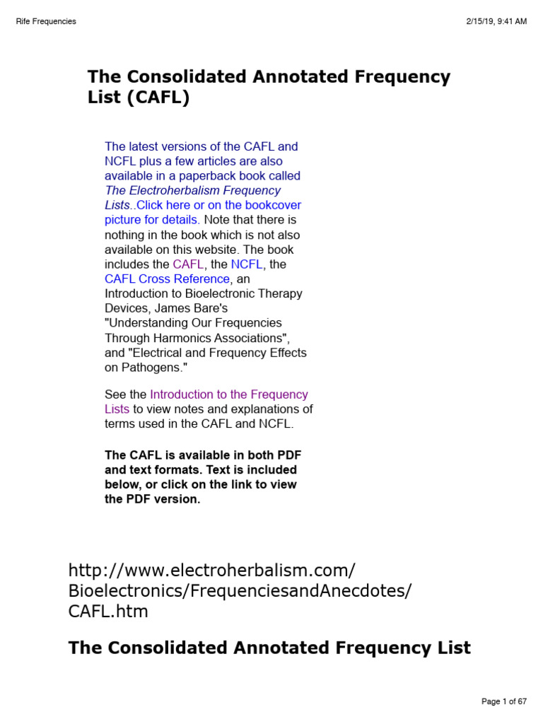 Rife Frequencies | PDF | Clinical Medicine | Diseases And Disorders