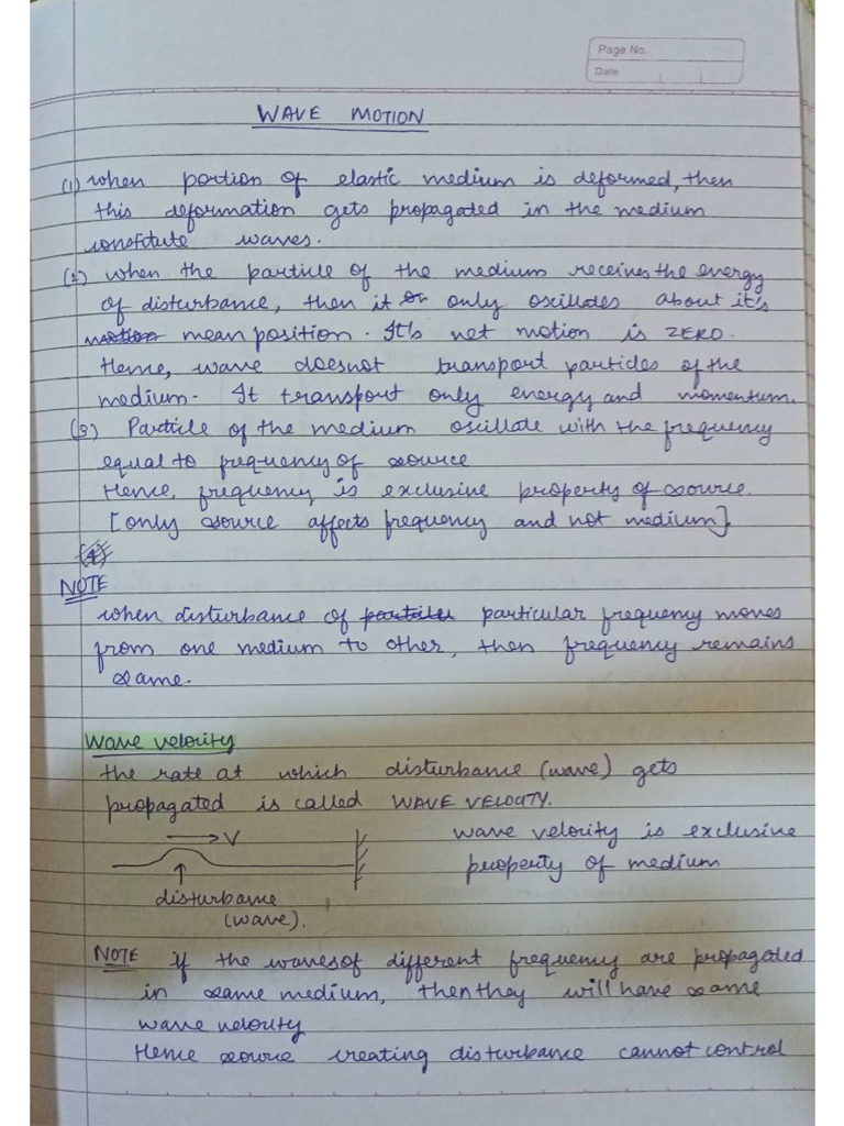 Wave Motion NOTES IITJEE | PDF