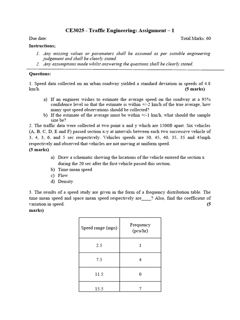 Traffic Engineering Assignment 1 Guide | PDF | Mean | Parking