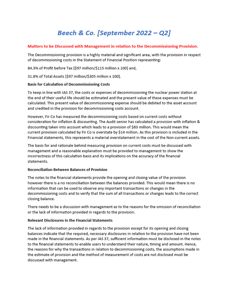 Beech & Co. (September 2022 - Q2) : Matters To Be Discussed With ...
