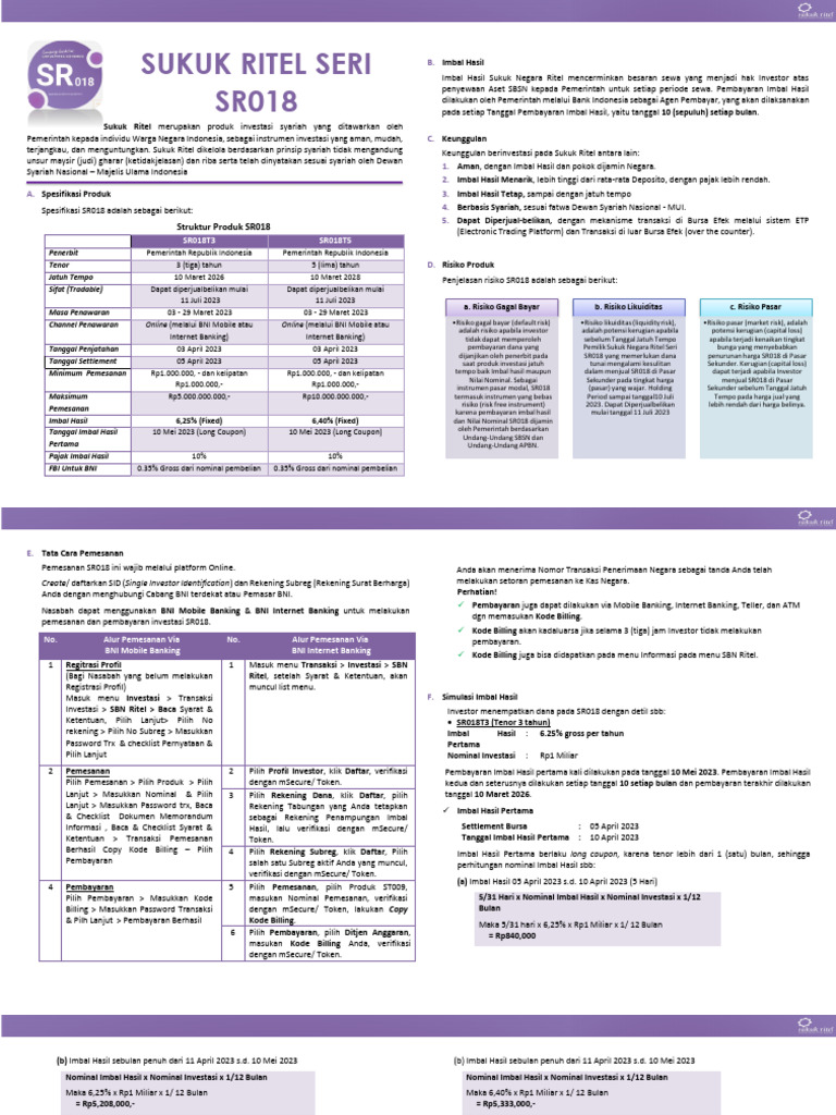 Handbook Sukuk Ritel Seri SR018 Updated Program | PDF