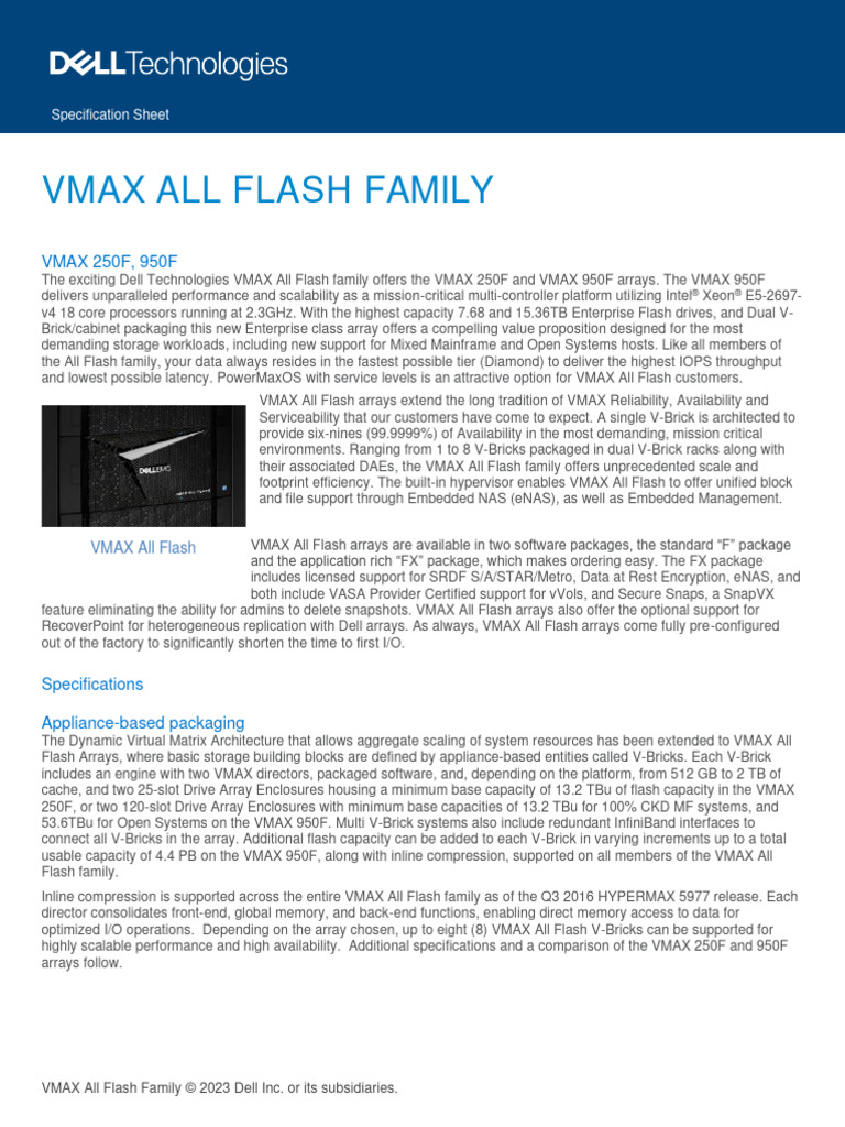 h16051 Vmax All Flash 250f 950f Ss | PDF | Flash Memory | Usb Flash Drive