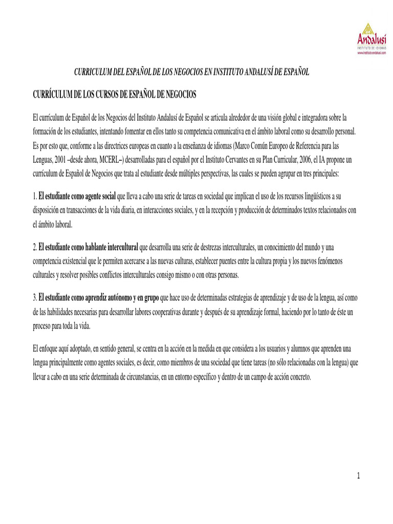 Programación Español Negocios B2 | PDF | Plan de estudios | Sociolingüística