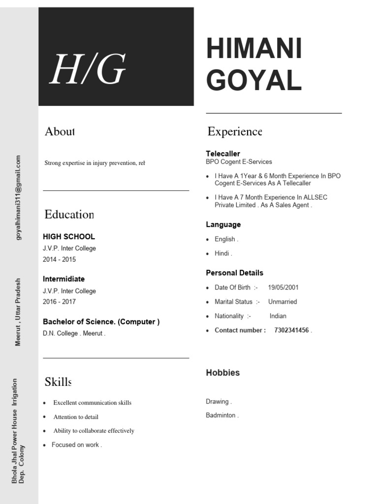 Himani Goyal CV | PDF