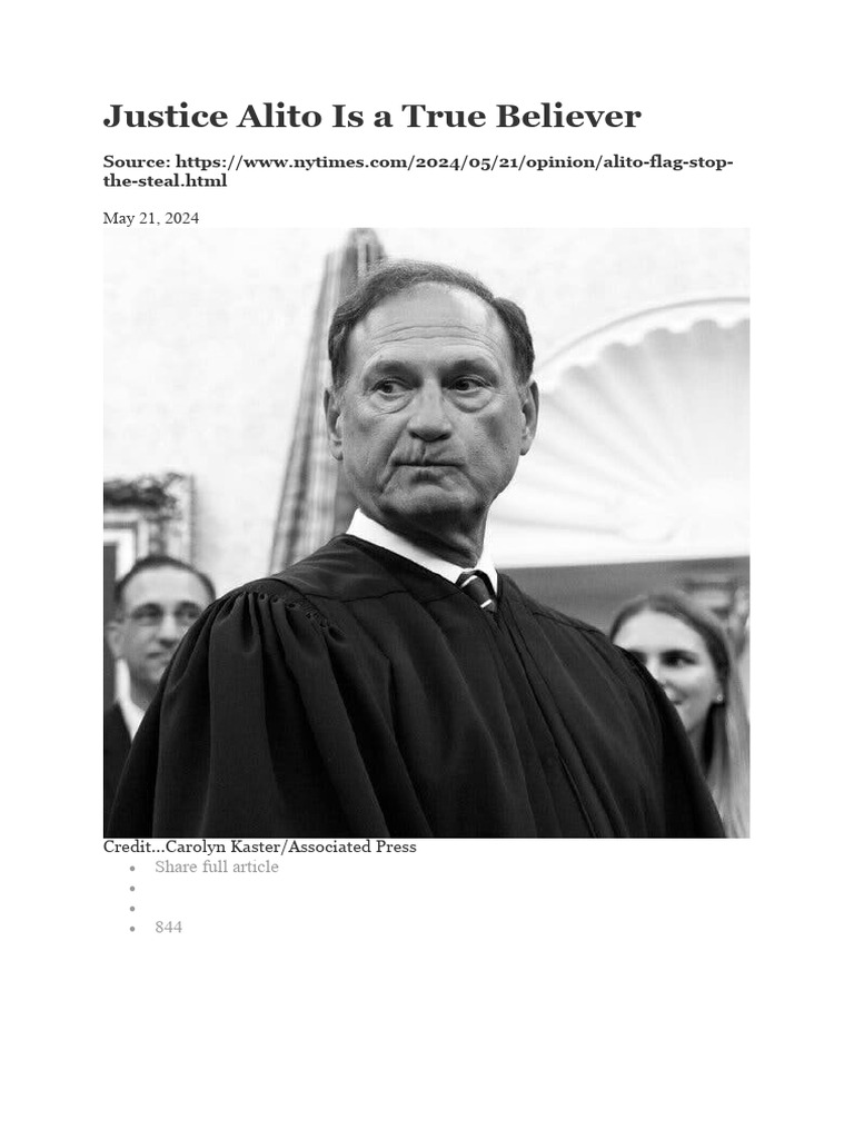 8 Justice Alito Is A True Believer | PDF | Samuel Alito | Republican ...