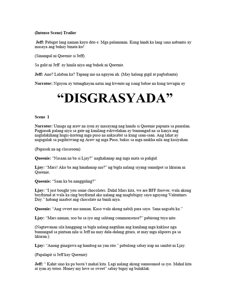 DISGRASYADA Iskrip NG Dula | PDF