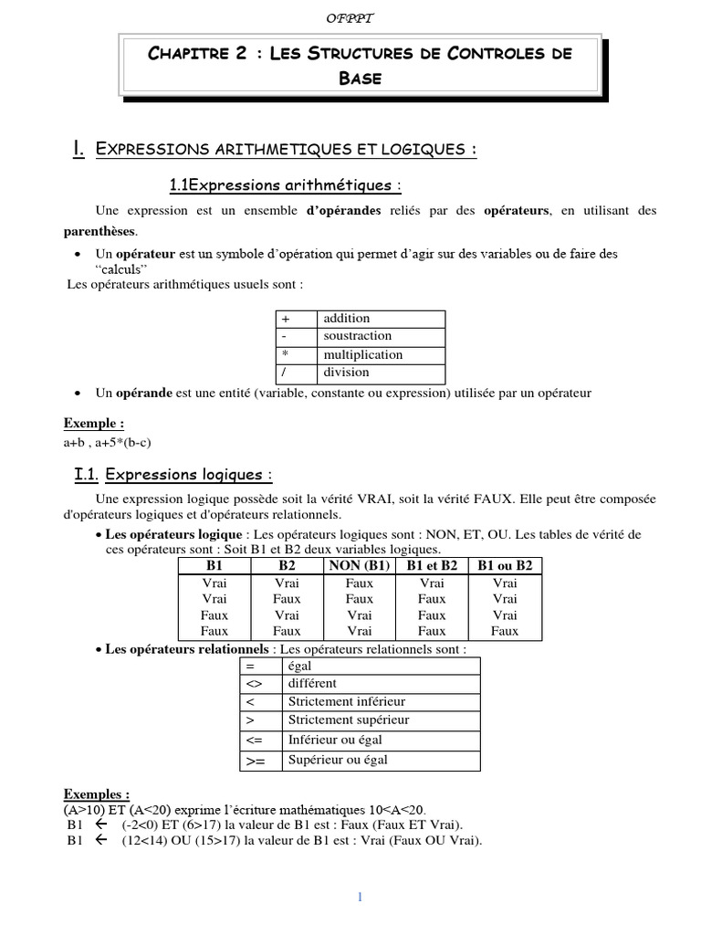 Structures de Contrôle de Base | PDF | Logique mathématique | Mathématiques