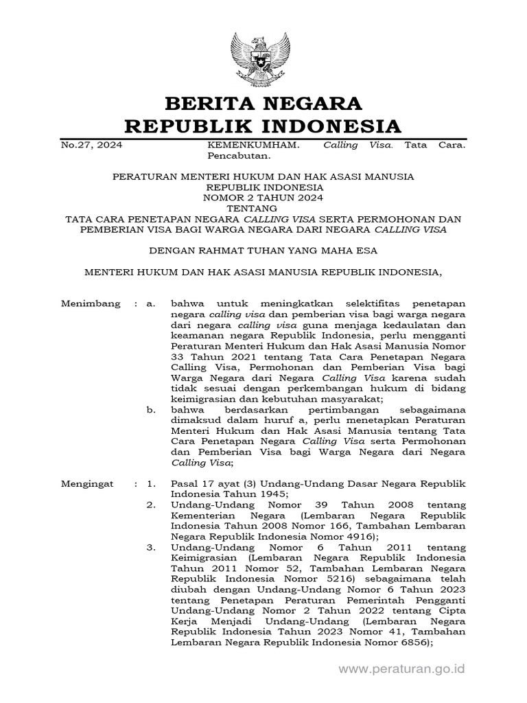 Tata Cara Calling Visa 2024 | PDF