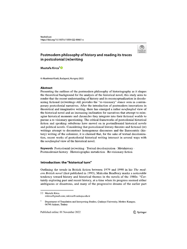 Postmodern Philosophy of History and Rea | PDF