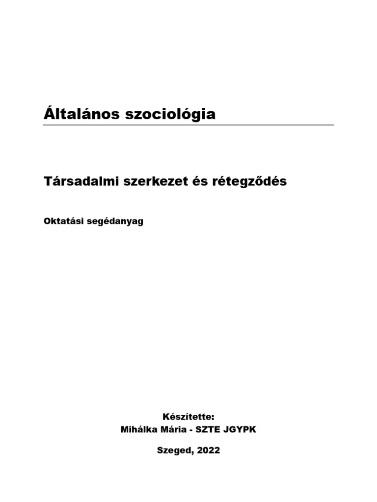 Jegyzet - 3 - Általános Szociológia | PDF
