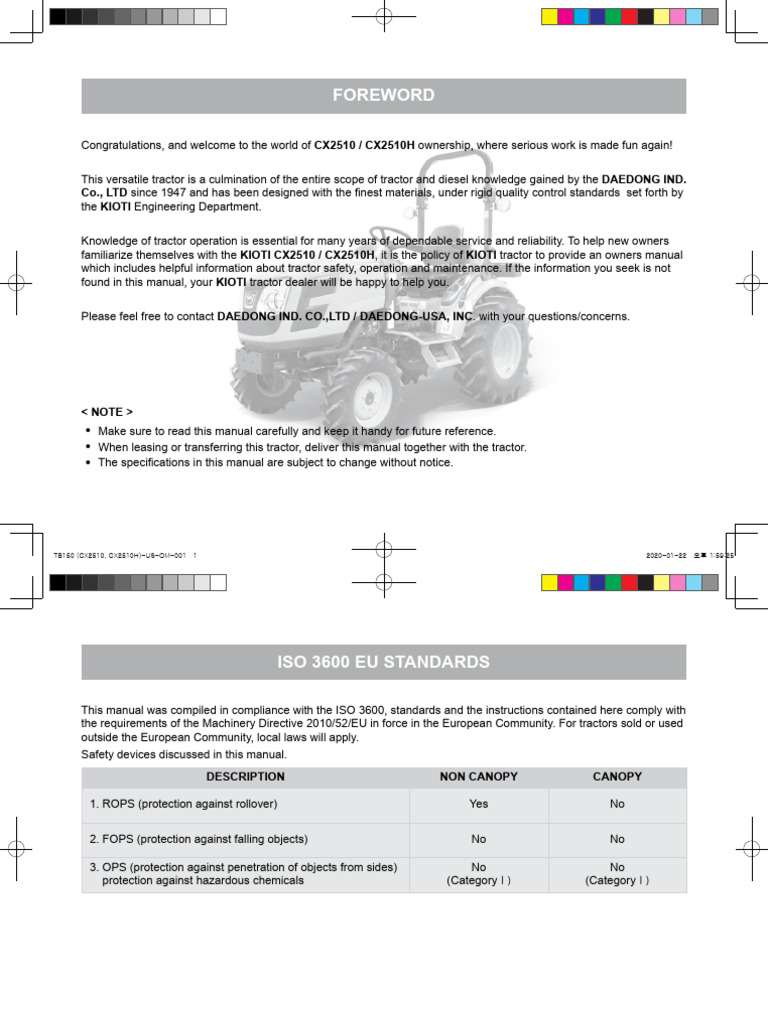 Kioti CX2510 | PDF | Tractor | Mechanical Engineering