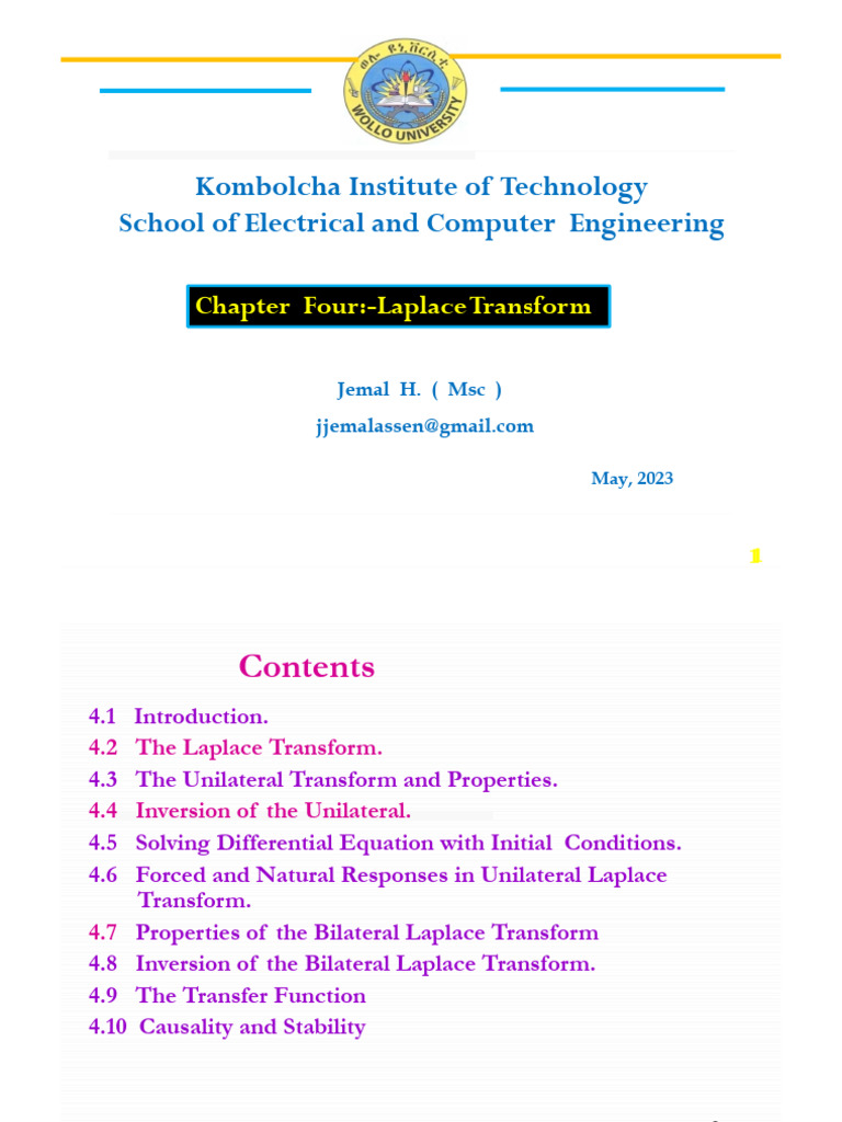 Laplace Transform for Engineers | PDF | Laplace Transform | Complex Number