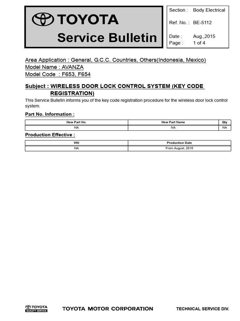 Avanza Wireless Door Lock Registration Guide | PDF | Technology ...