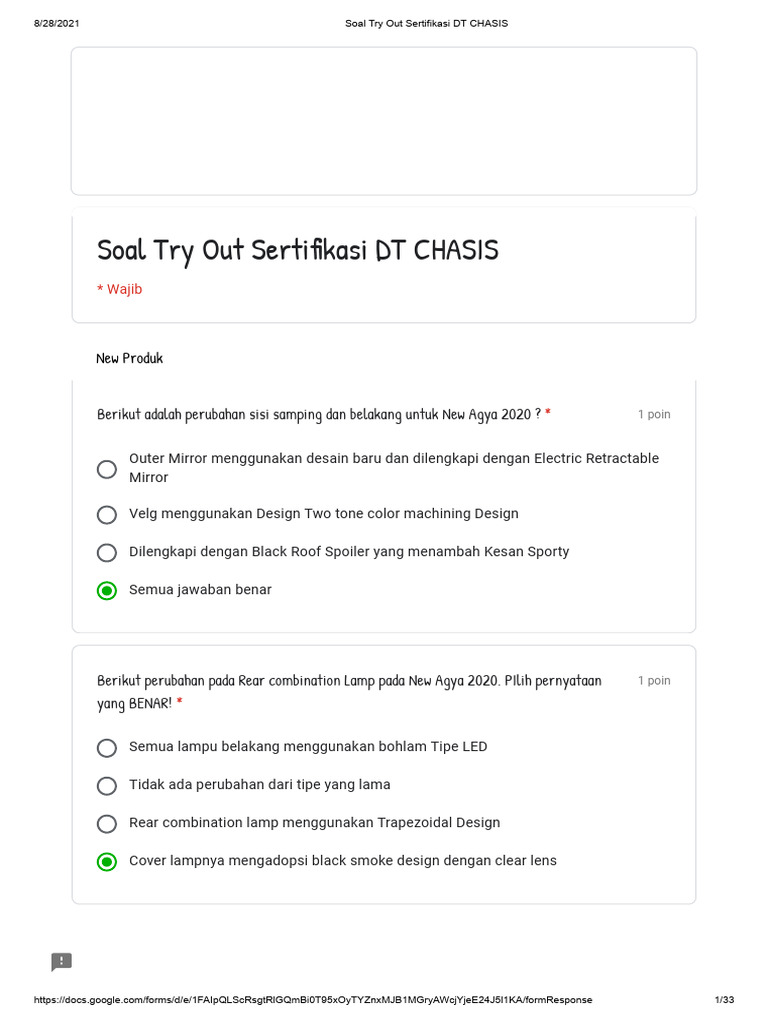 Soal Try Out Sertifikasi DT CHASIS | PDF | Teknologi & Rekayasa