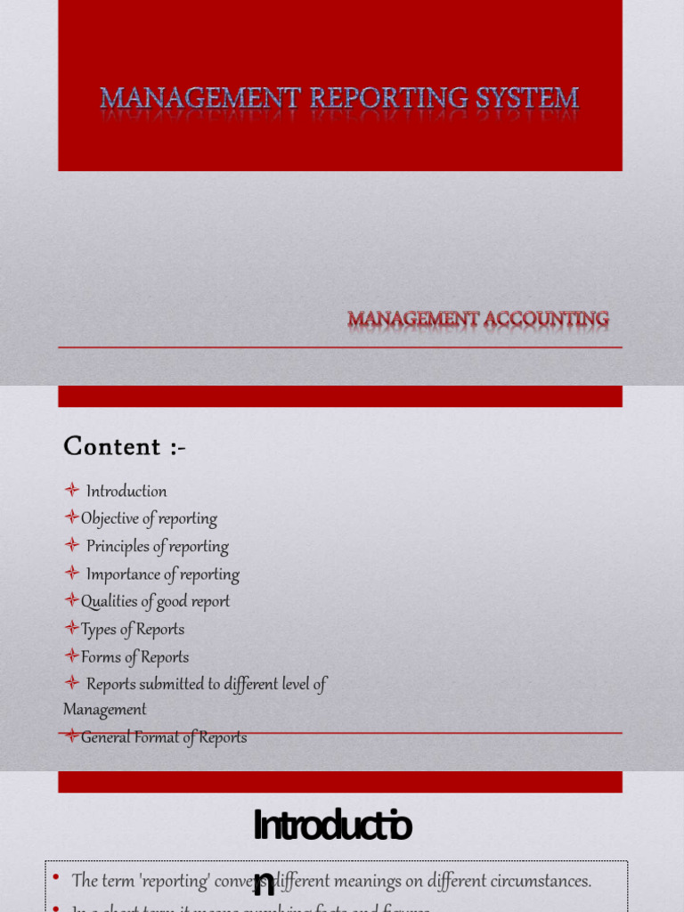 Management Reporting System | PDF | Income Statement | Information