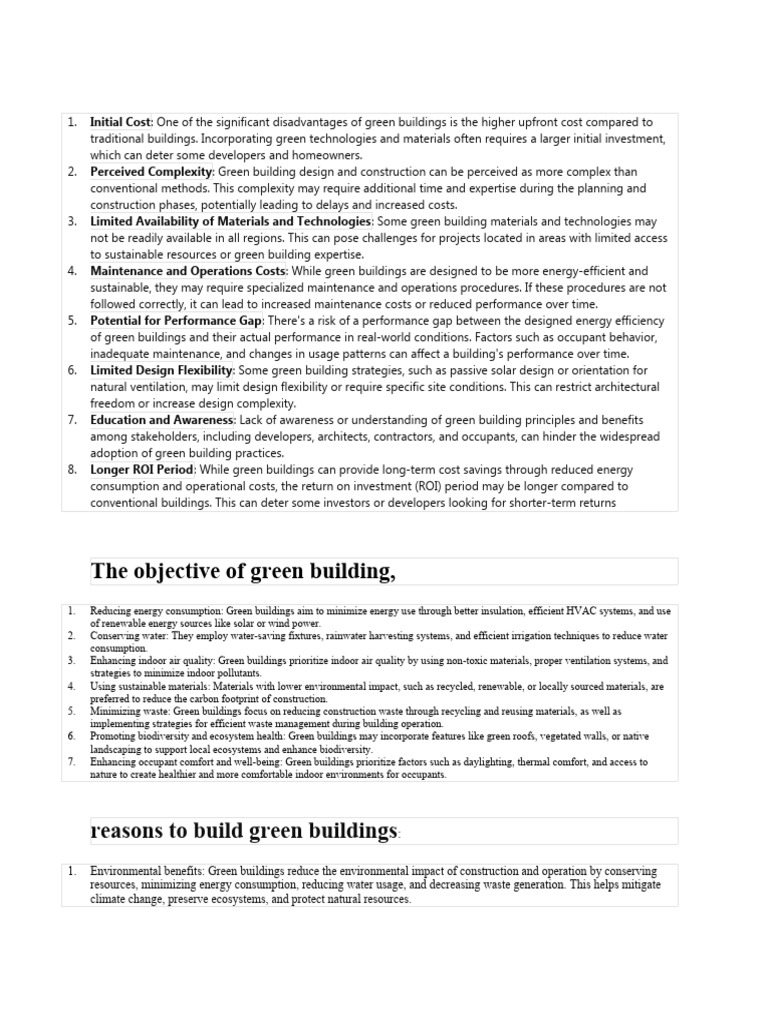 Objective of Green Building | PDF | Green Building | Building Insulation