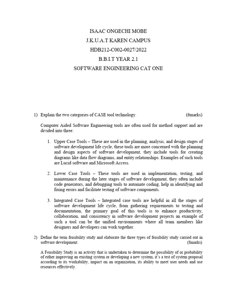 Software Engineering Cat One | PDF | Software Development Process ...