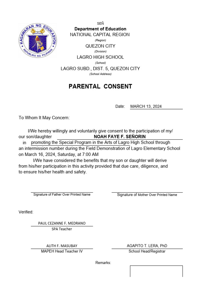 Parental Consent Music | PDF
