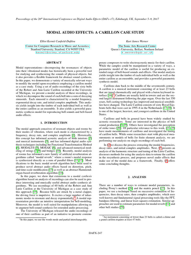 Modal Audio Effects in Carillon Study | PDF | Amplitude | Synthesizer