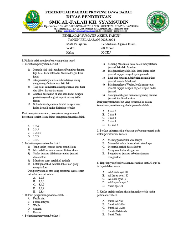 Soal Pat Kls Xi Pai 2024 | PDF