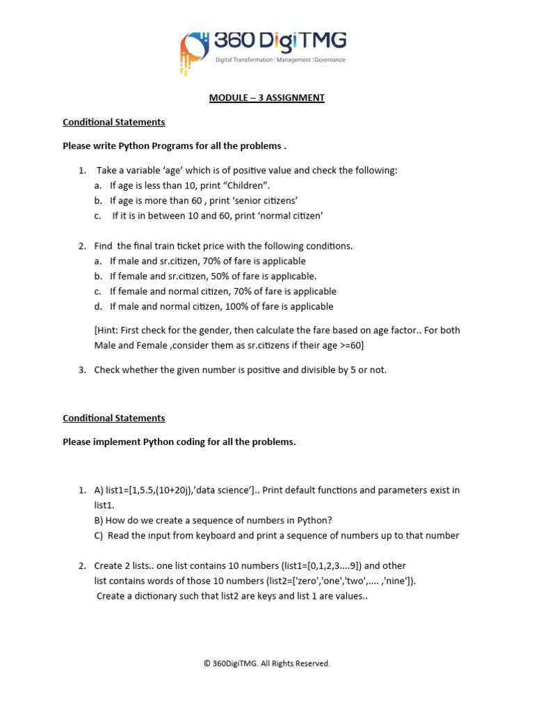 Module 3 Conditional Statements and Loops | PDF