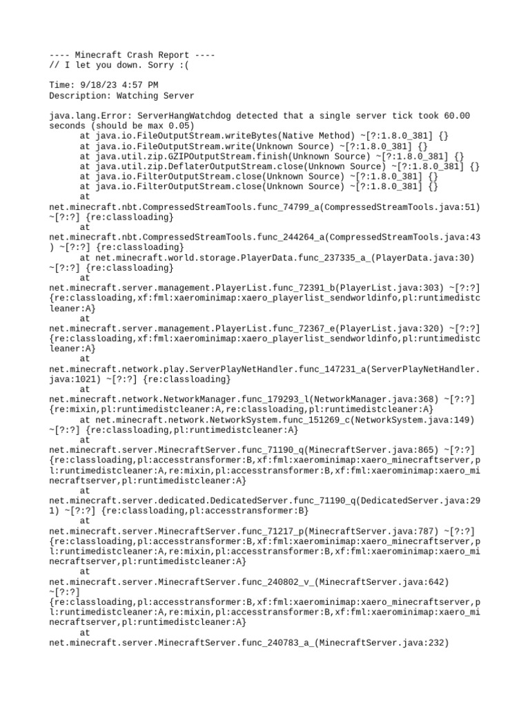 Minecraft Server Crash Debug | PDF | Minecraft | Object Oriented ...
