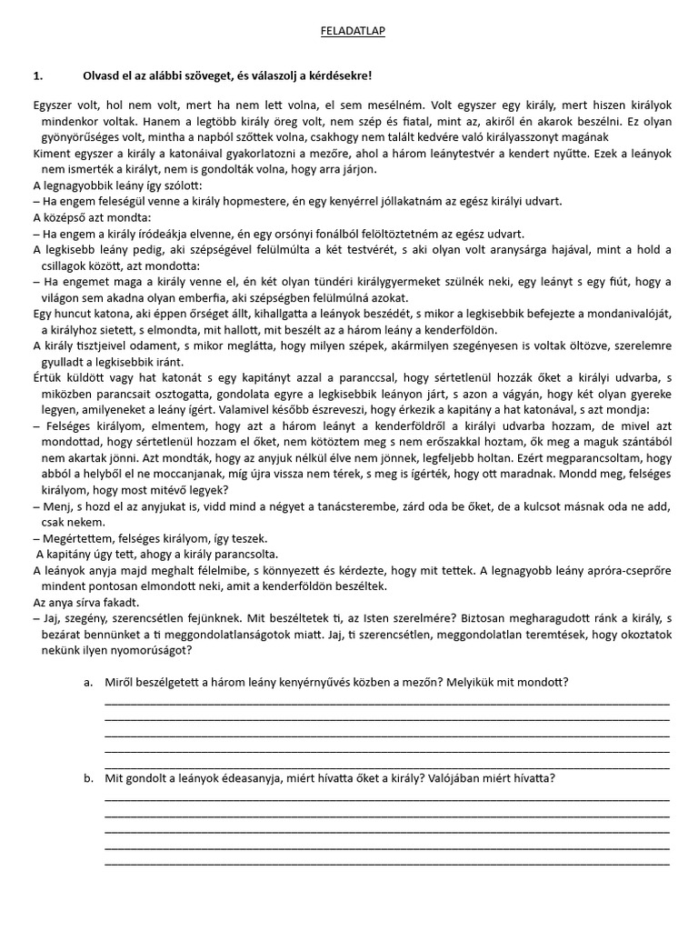 MESÉK Feladatlap | PDF