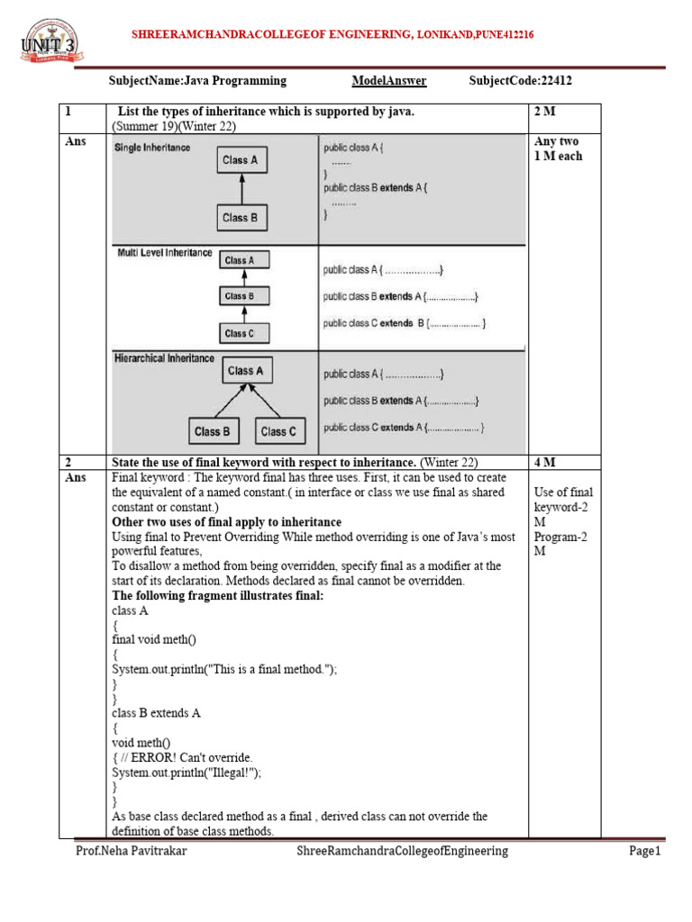 Unit 3 Java Programming Question Answer | PDF | Method (Computer ... Unit 3 Java Programming Question Answer | PDF | Method (Computer ...