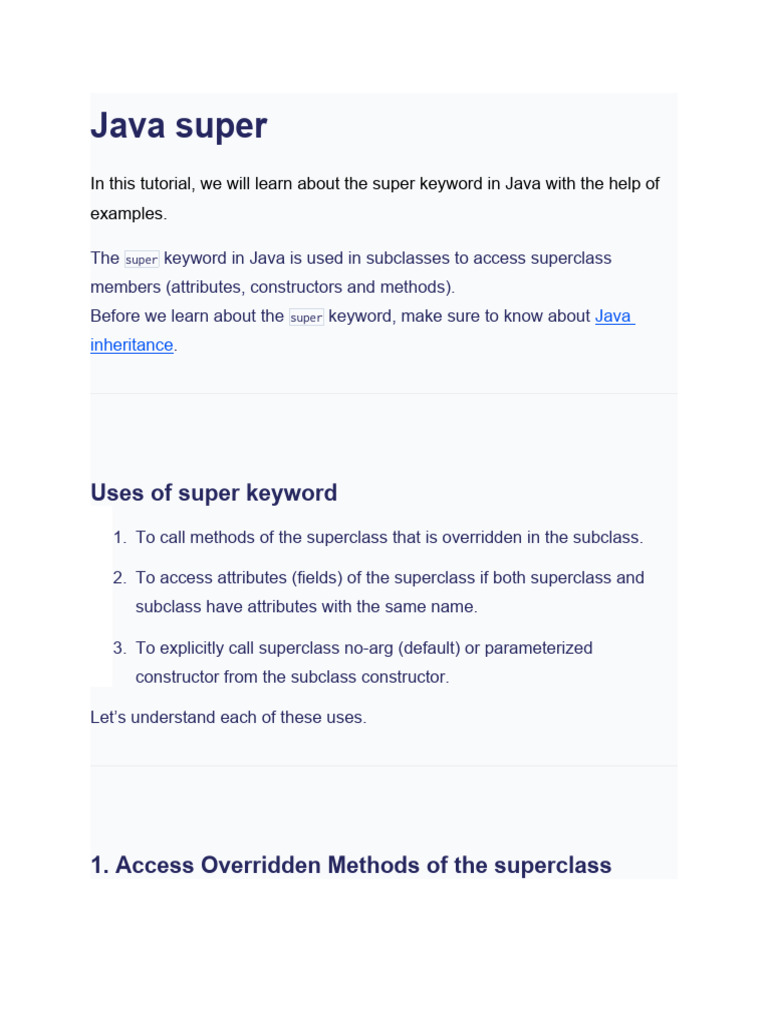 Java Super Pdf Inheritance Object Oriented Programming Constructor Object Oriented