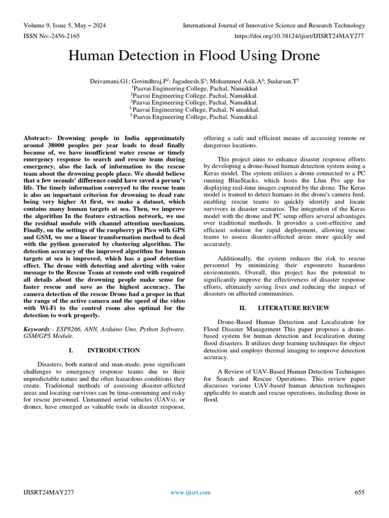 Human Detection in Flood Using Drone | PDF | Unmanned Aerial Vehicle | Global Positioning System