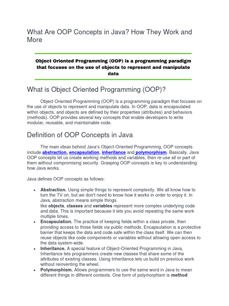 What Are Oop Concepts In Java Pdf Inheritance Object Oriented 5943
