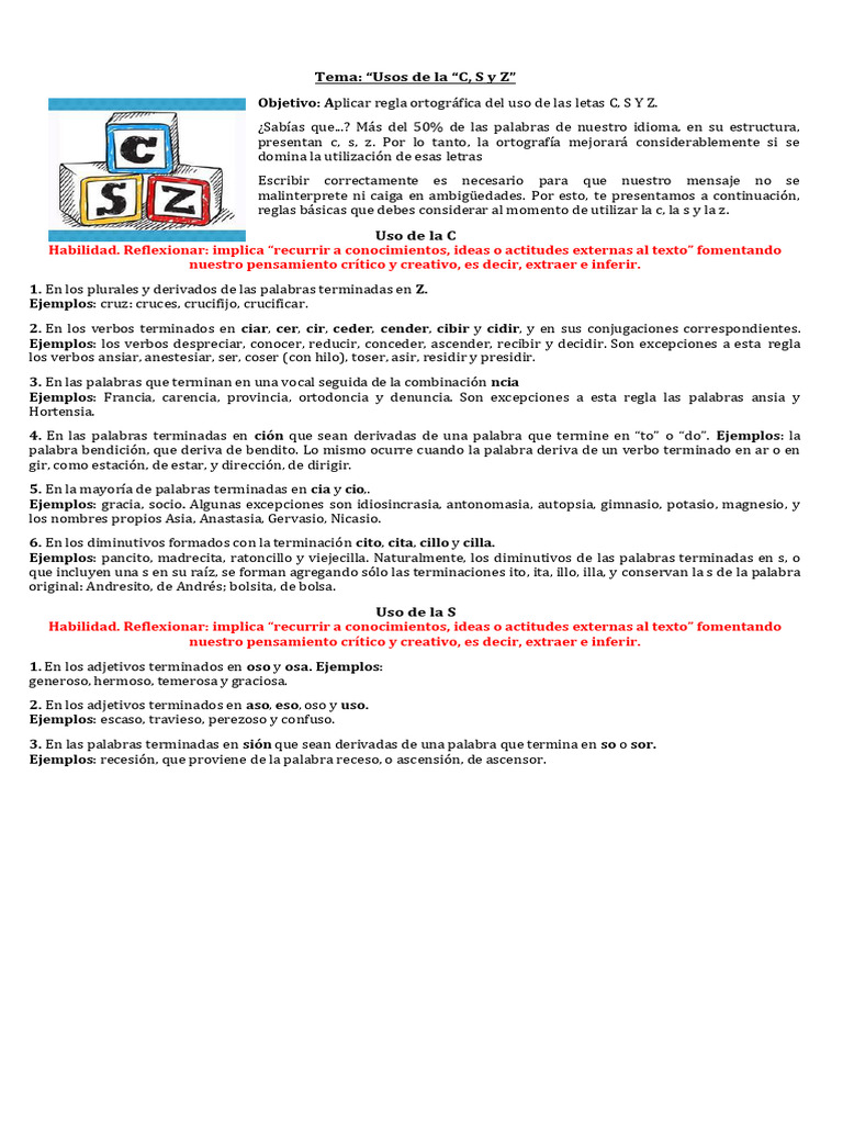 Uso de La C S Z Miércoles 2 Agosto | PDF | Verbo | Unidades Semánticas