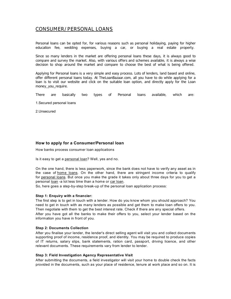 Loan Approval Process (Commercial and Consumer Loans) | PDF | Unsecured ...