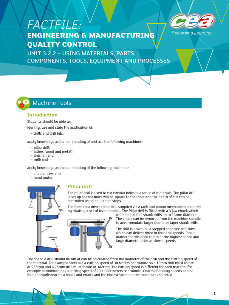 Factfile - U3.2.2 Using Materials, Parts, Components, Tools, Equipment ...