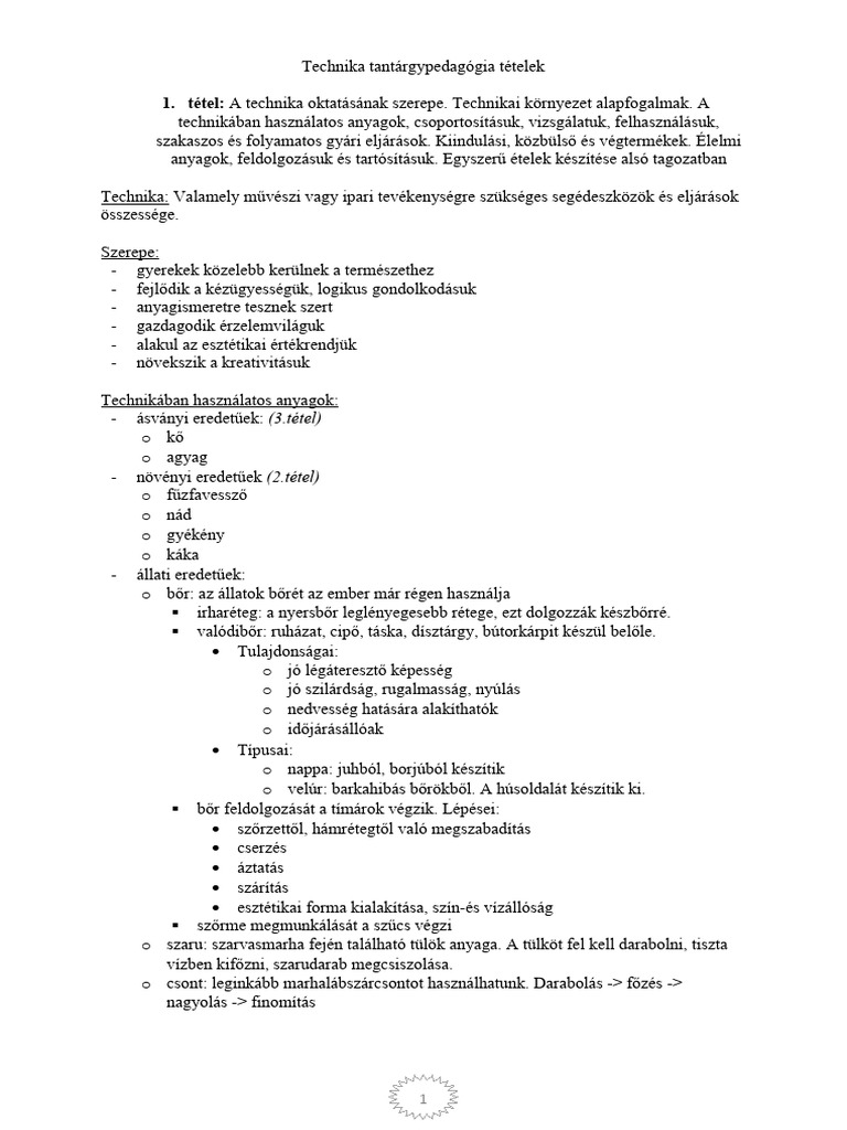 Államvizsga Technika | PDF