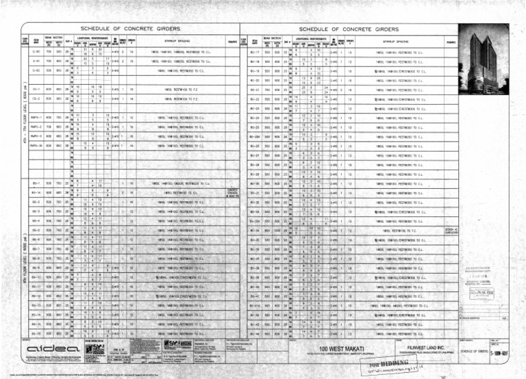 S-100W-601F Schedule of Girders | PDF
