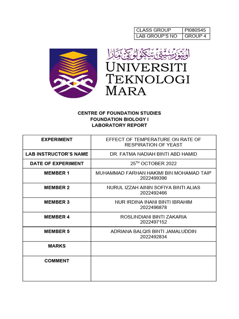 Bio091 Lab Report Mini Project G4 | PDF | Cellular Respiration | Glycolysis