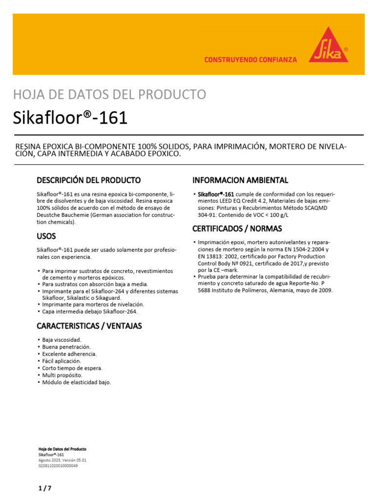 Ficha Tecnica Sikafloor 161 | Descargar gratis PDF | Usuario (informática)