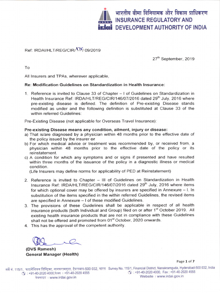 Modified Health Insurance Guidelines 2019 | PDF | Insurance | Medical ...