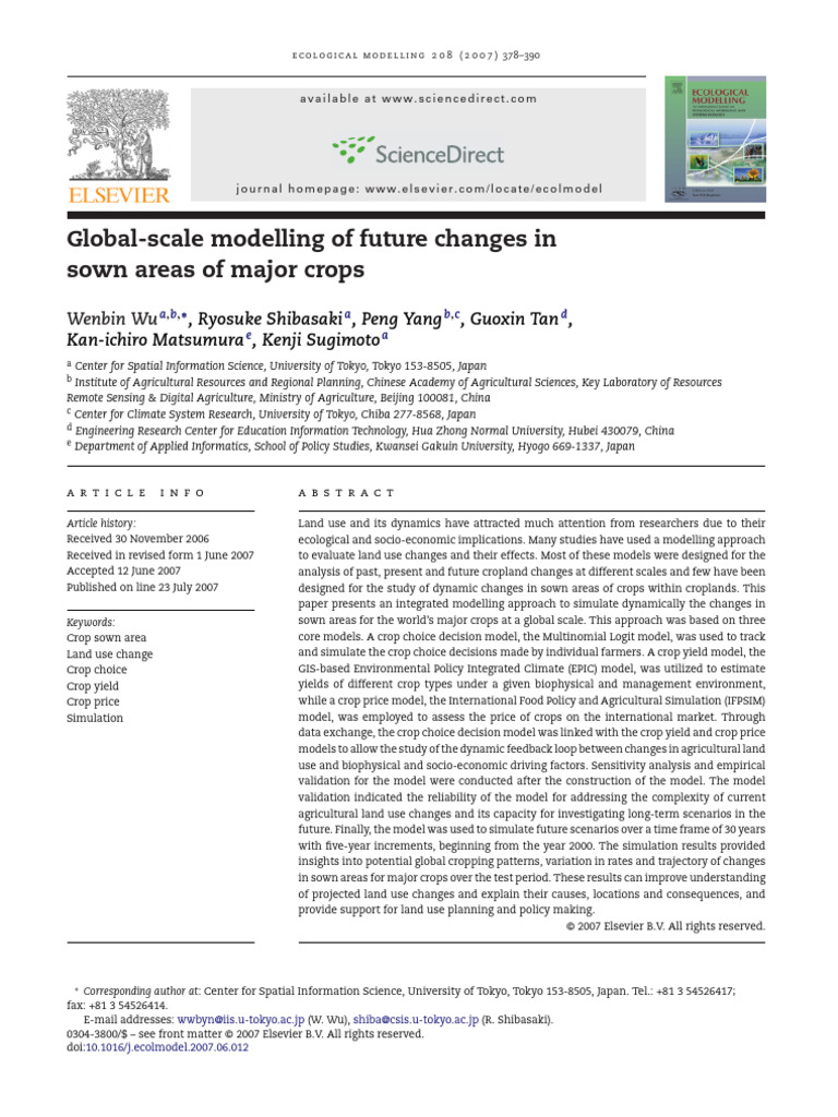 Global-Scale Modelling of Future Changes in SOWN | PDF | Sensitivity ...