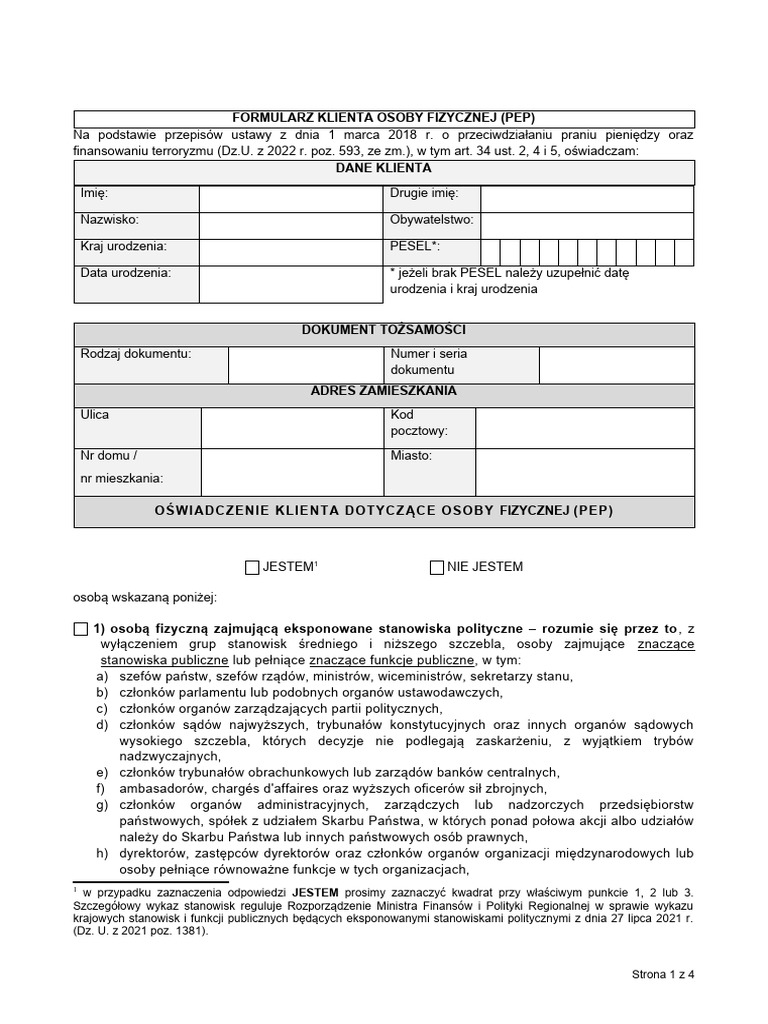 Oswiadczenie PEP | PDF