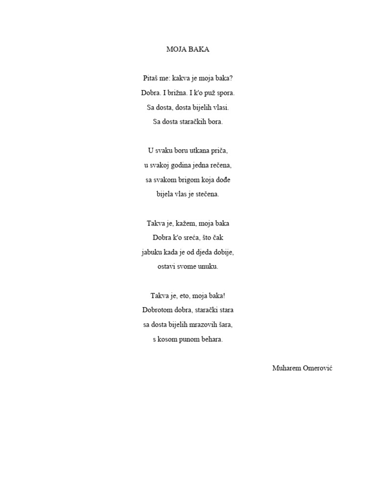 Moja Baka Tekst | PDF