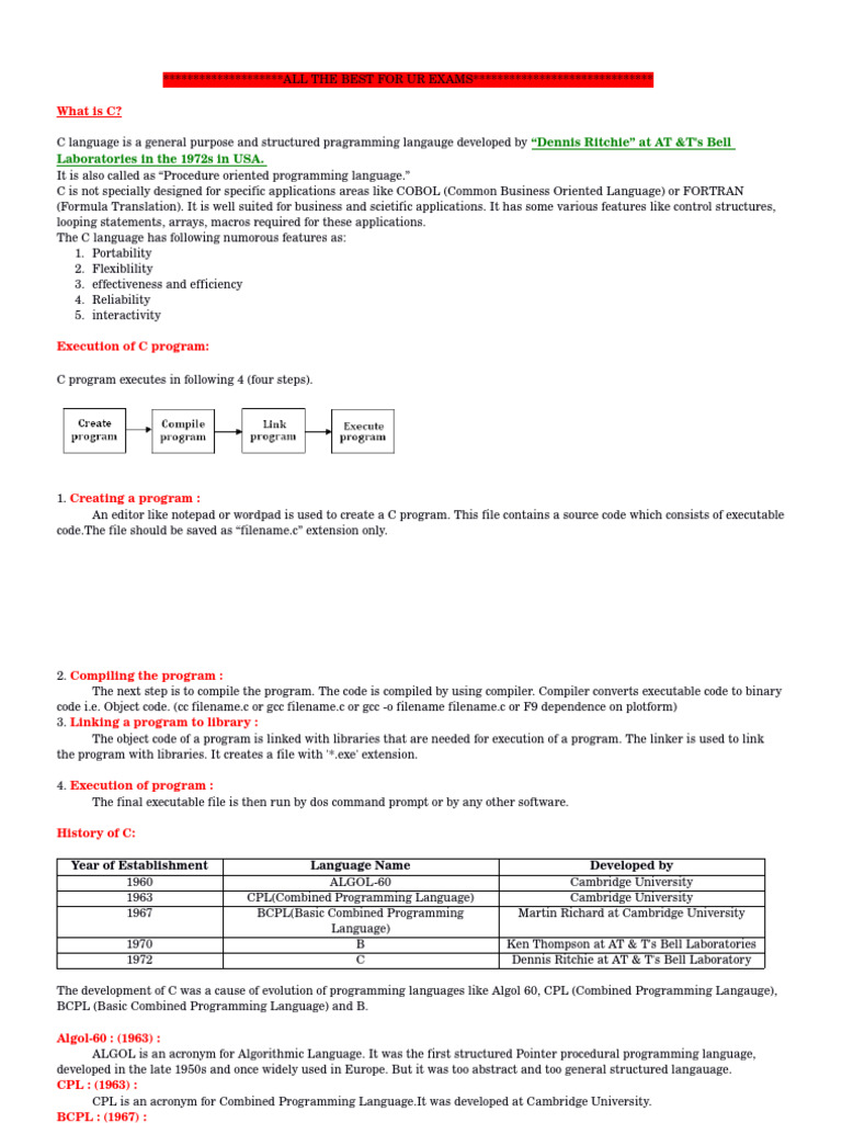 Notes For C Pdf Parameter Computer Programming Control Flow 
