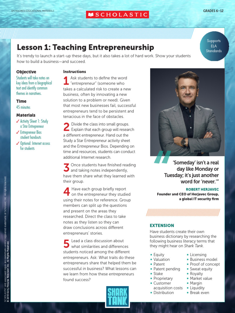 Shark Tank Teaching Guide | PDF | Entrepreneurship | Business