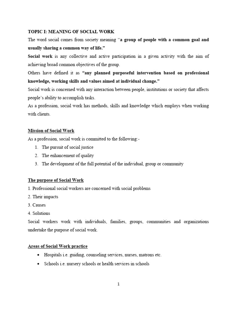 Understanding Social Work: Definition & Evolution | PDF | Social Work ...