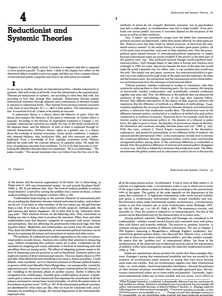 Critique of Reductionist vs. Systemic Theories | PDF | Theory ...