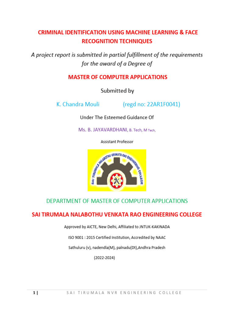 (22AR1F0041) Criminal Identification Using ML Final Documentation | PDF | Machine Learning ...